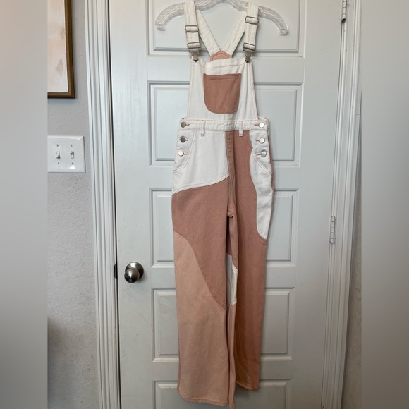 Cider | Pants & Jumpsuits | Cider Womans Denim Patch Overalls Wide Leg ...
